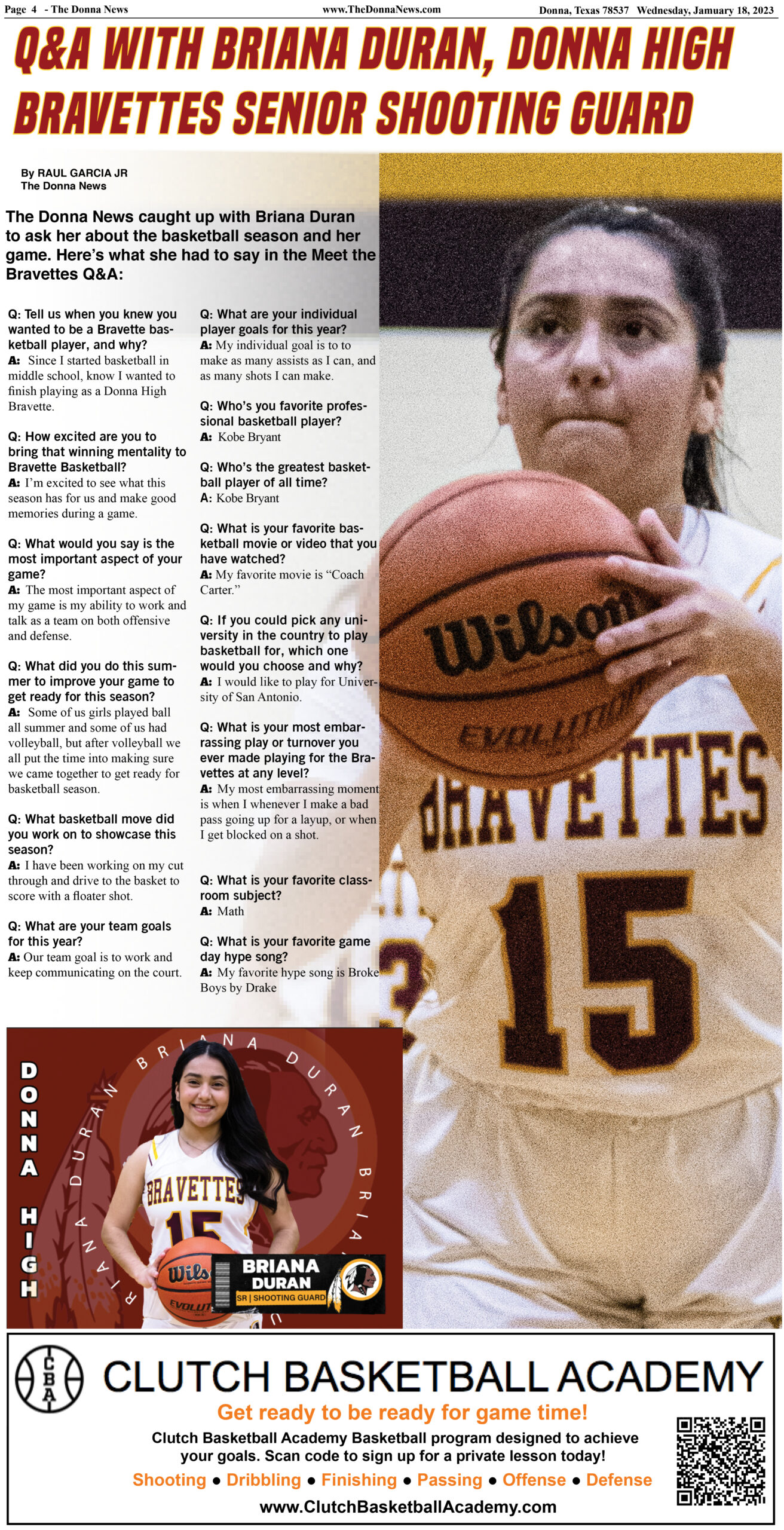 Q&A with BRIANA DURAN, Donna High Bravettes SENIOR SHOOTING GUARD - The ...